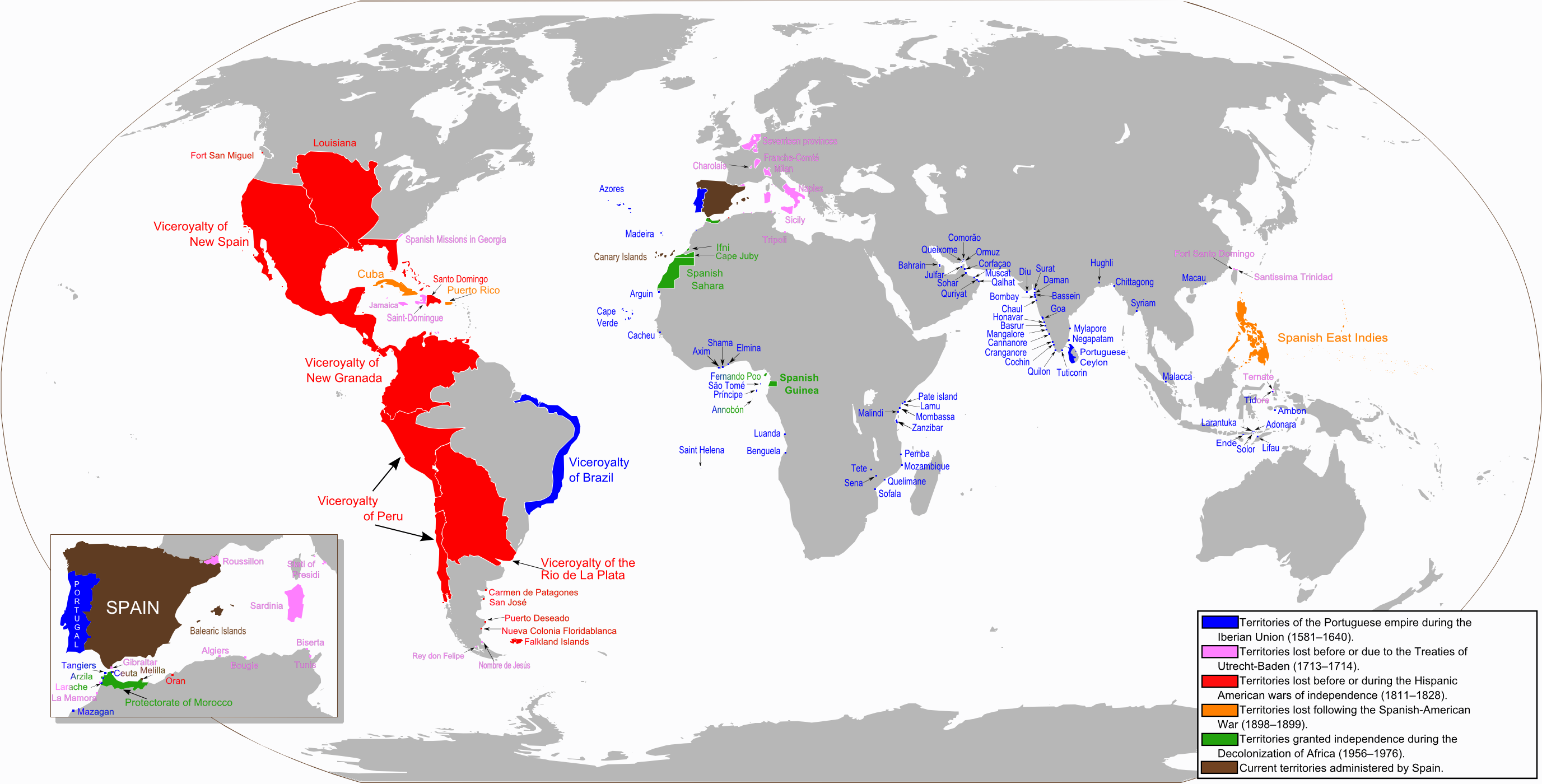 Mapa anacrónico del Imperio Español | STESA