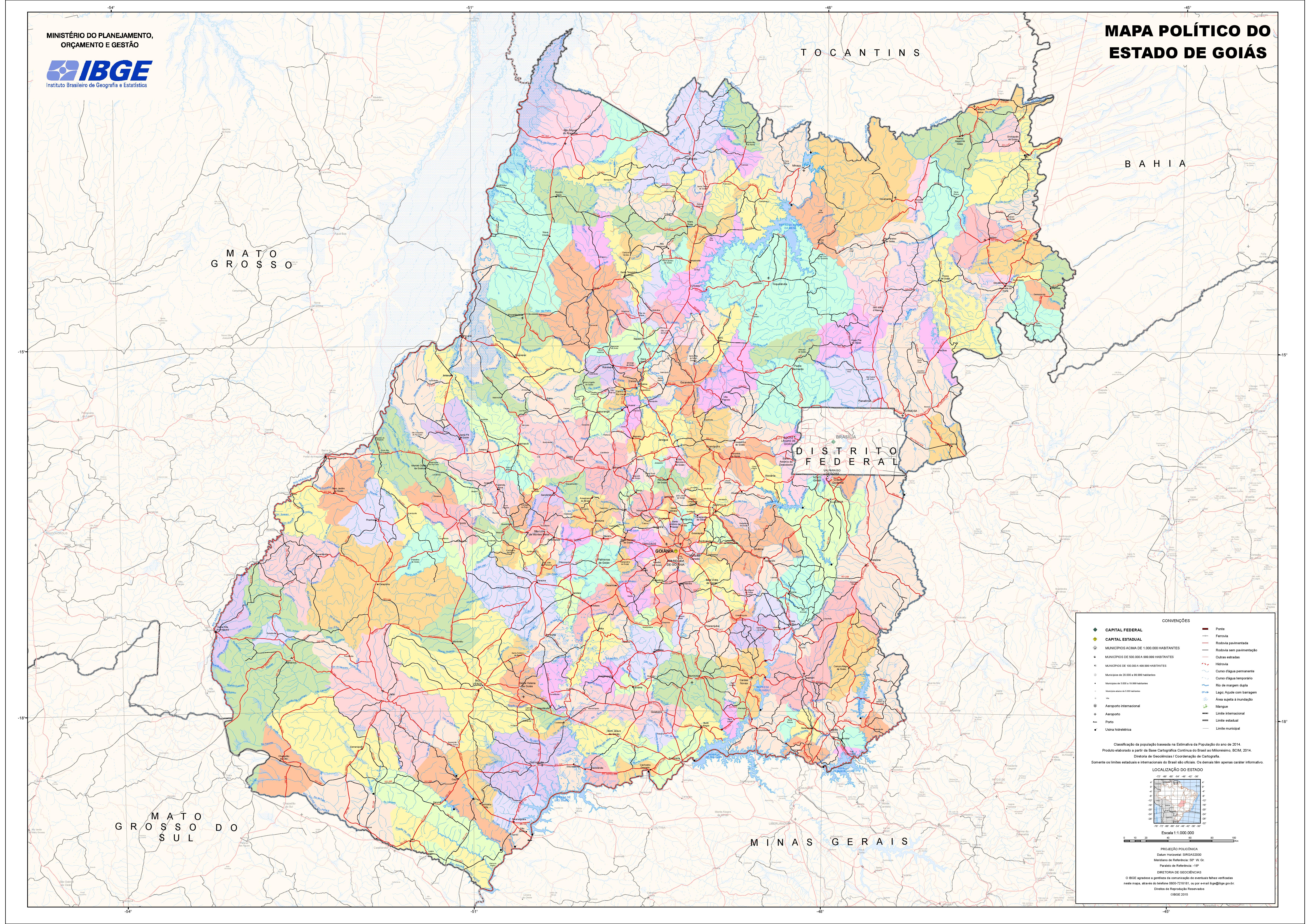 Political map of the State of Goiás, Brazil | STESA