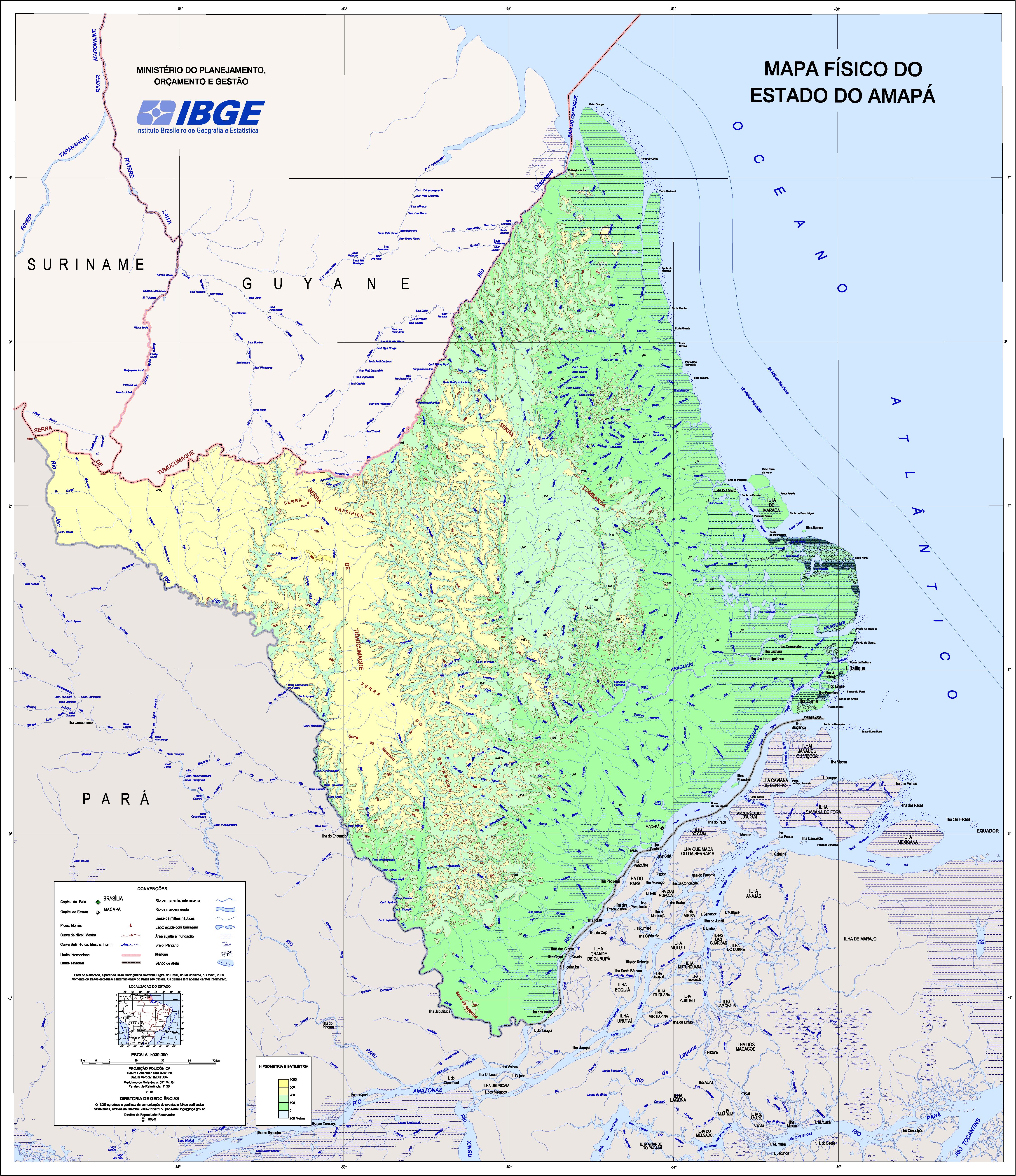 Mapa físico del Estado de Amapá | STESA