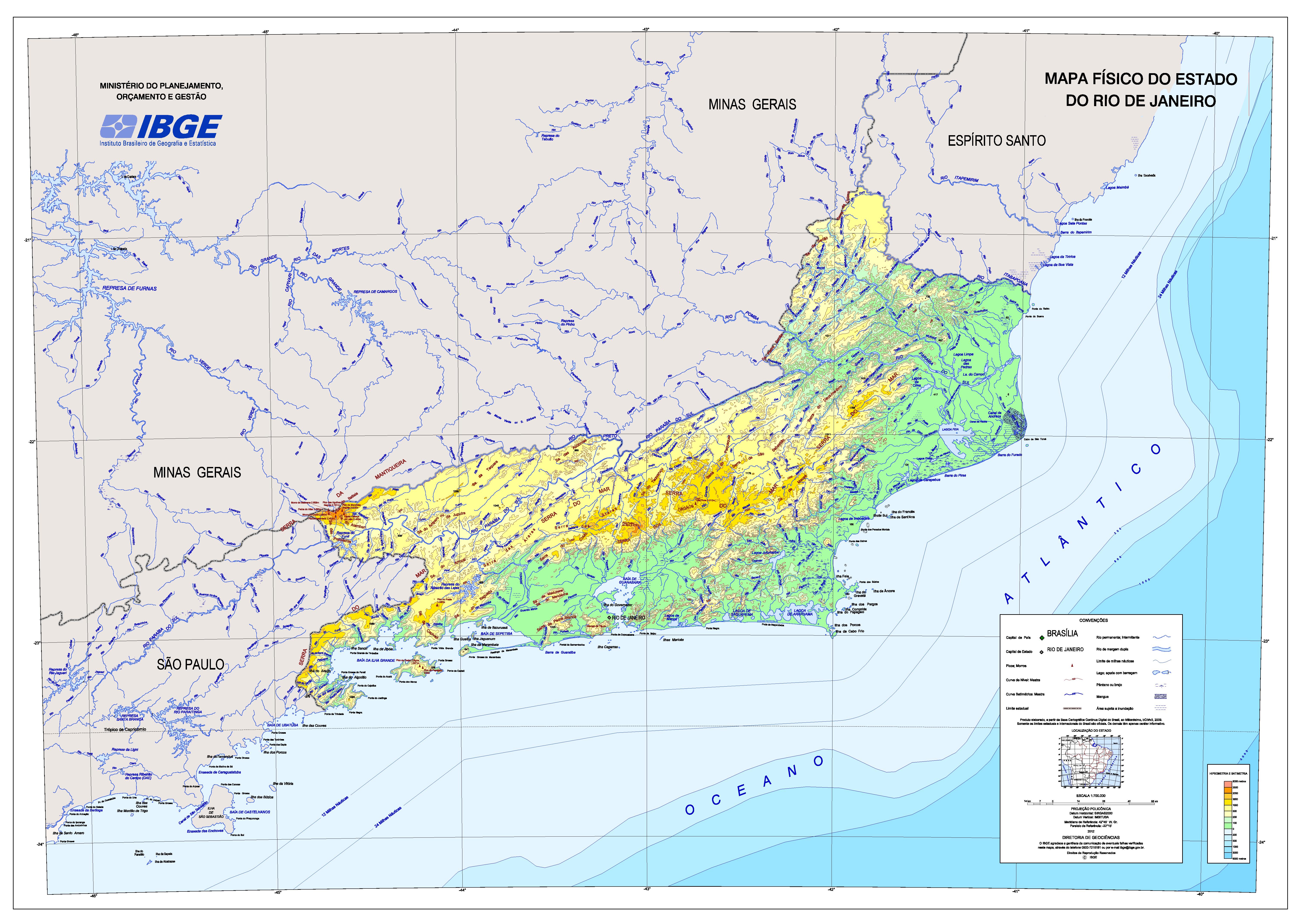 Mapa físico del Estado de Río de Janeiro | STESA