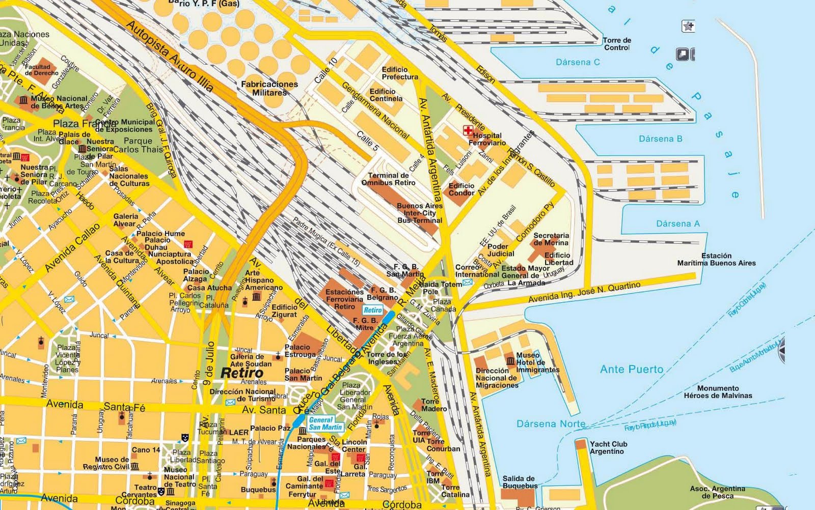 Mapa de la zona de Retiro-Mitre | STESA