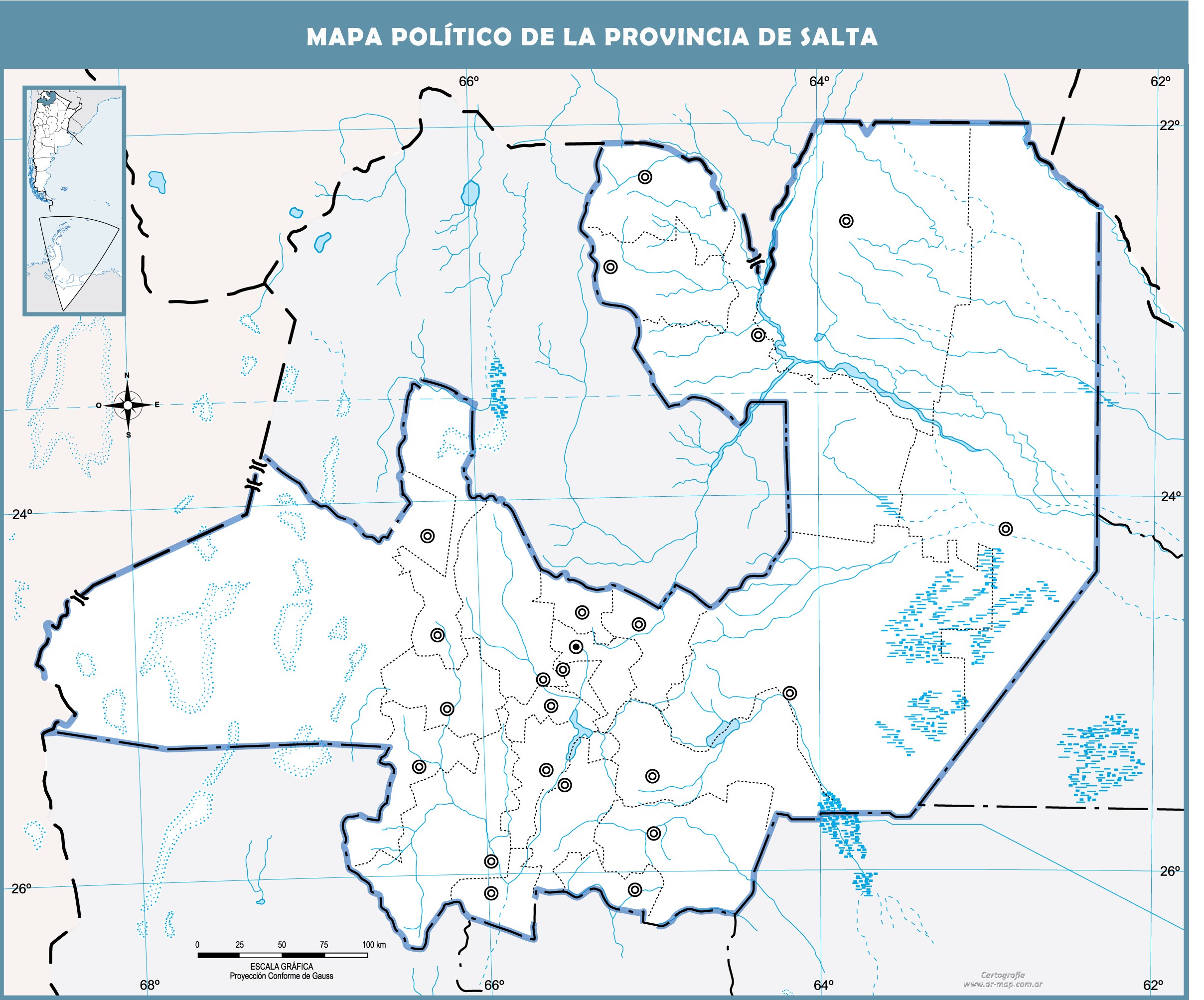 Mapa político mudo de la Provincia de Salta | STESA