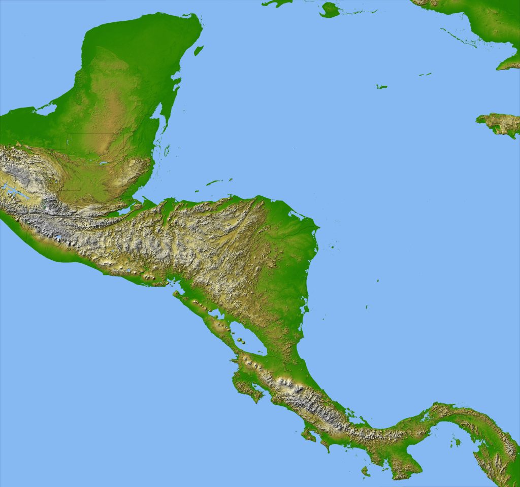 Mapa físico de América Central - Galería de mapas