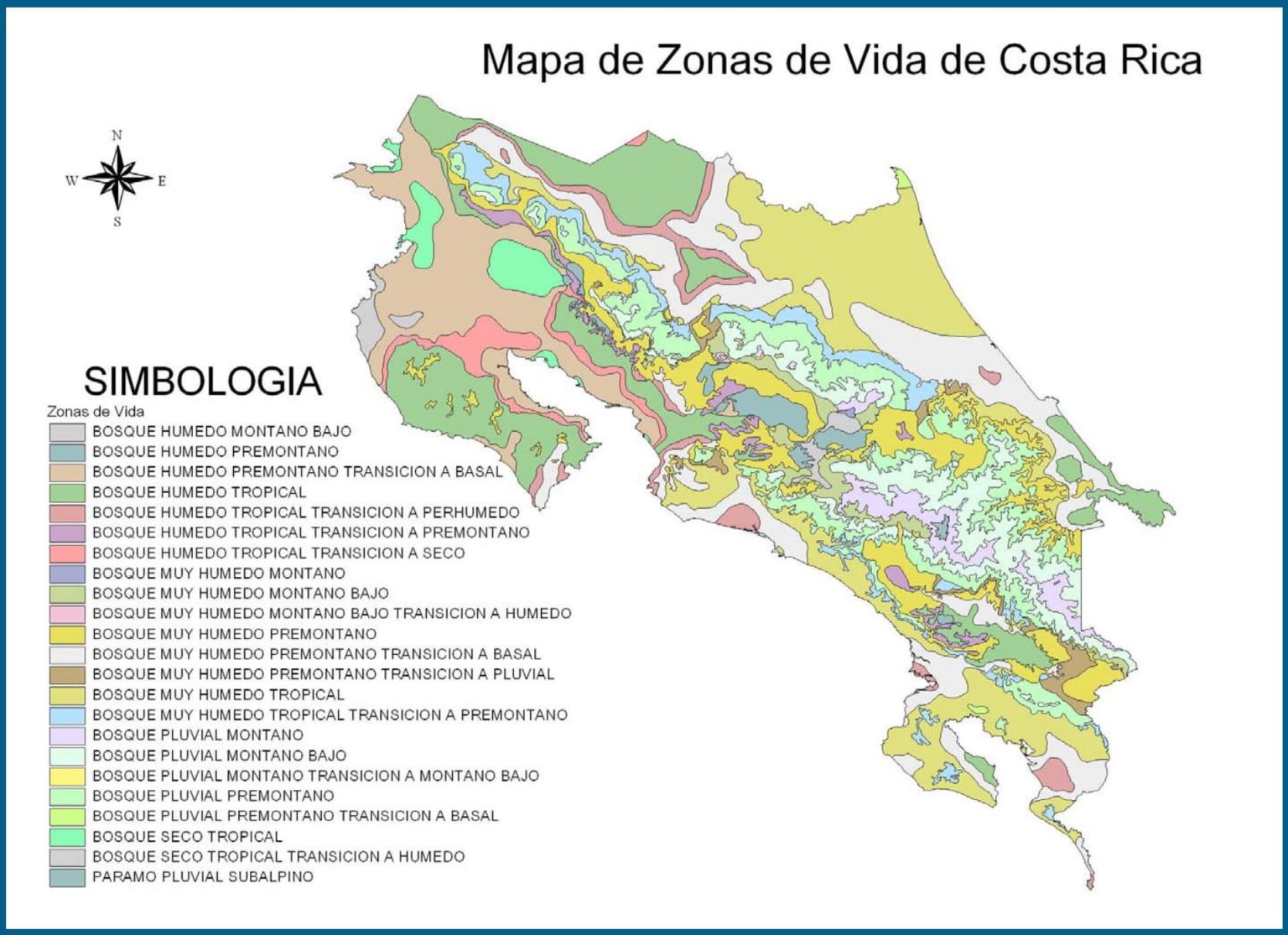Mapa físico de Costa Rica - Galería de mapas