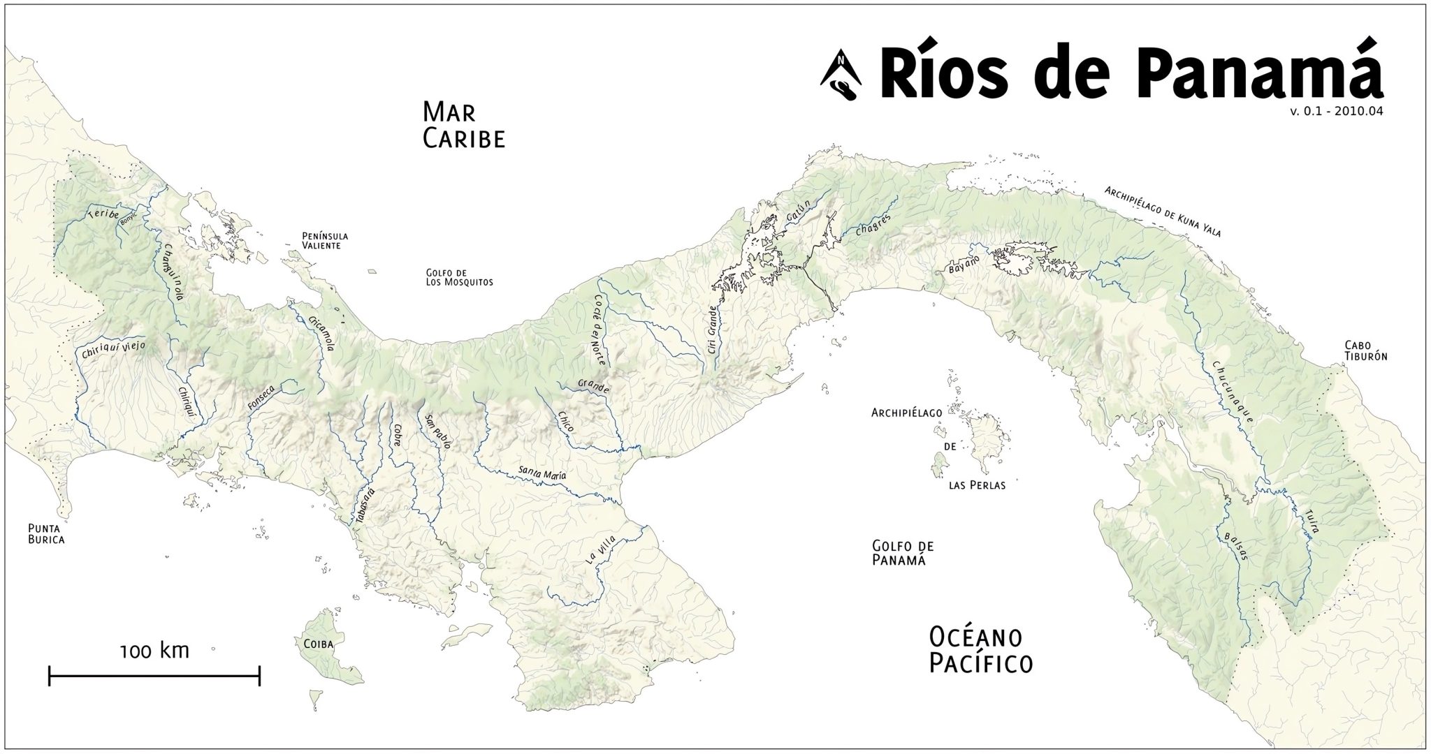 Mapa físico de Panamá - Galería de mapas