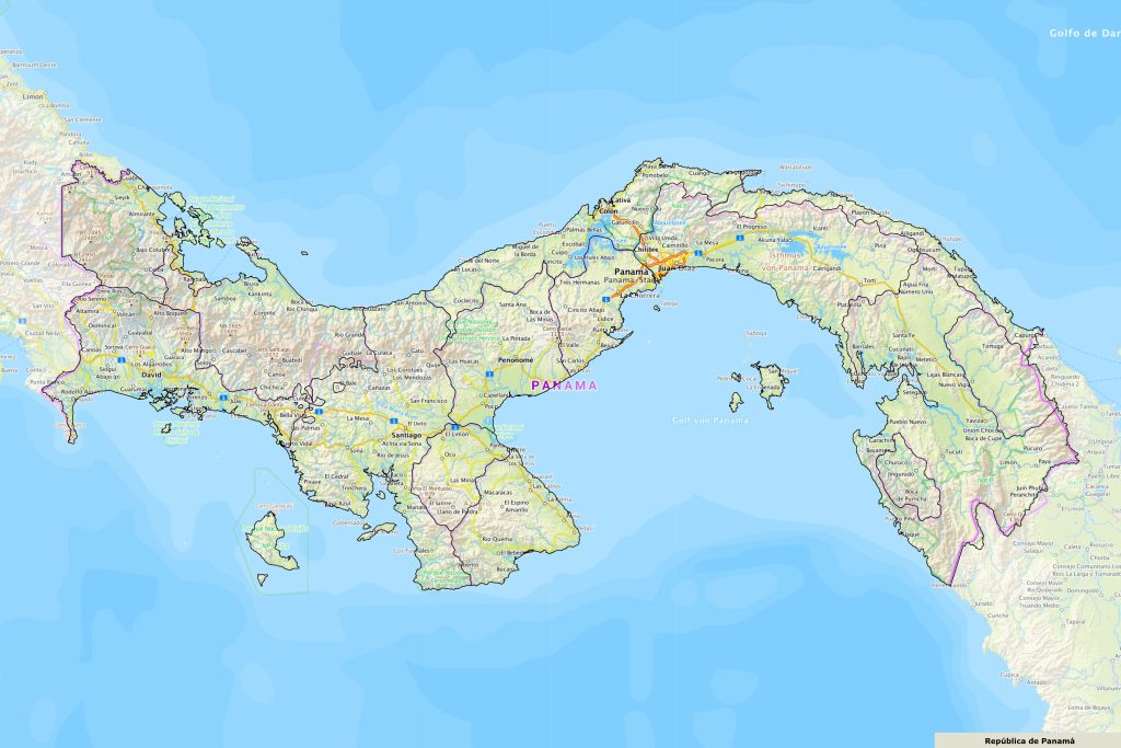 Mapa físico de Panamá - Galería de mapas