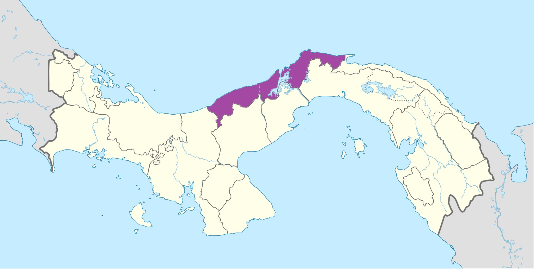 Mapa de la provincia de Colón (Panamá) - Galería de mapas