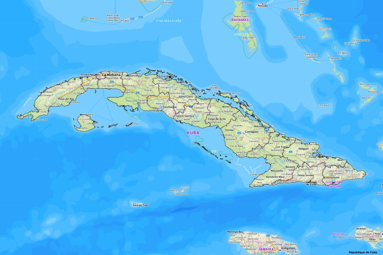 Mapa físico de Cuba - Galería de mapas