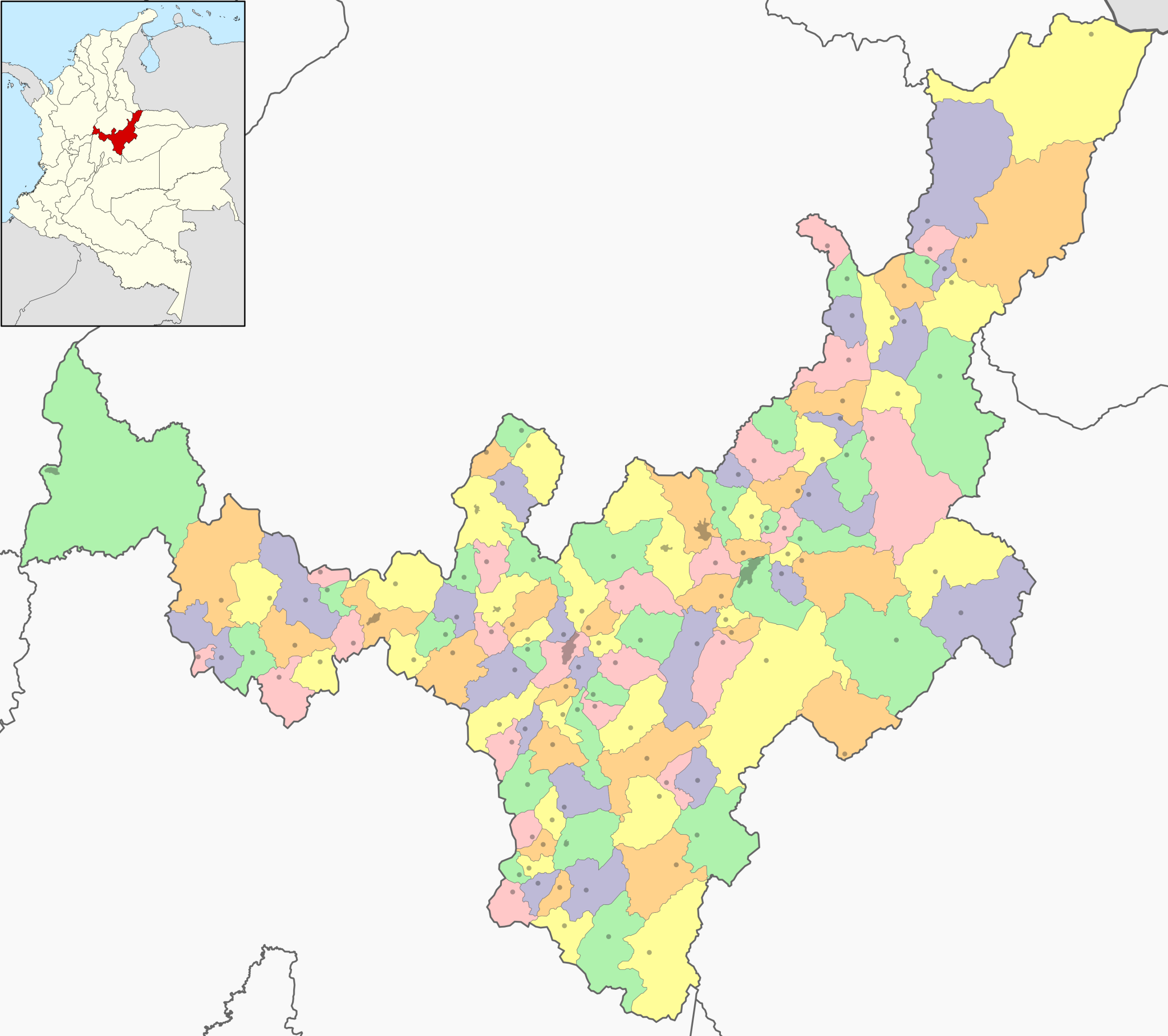 Mapa mudo del departamento de Boyacá - Galería de mapas