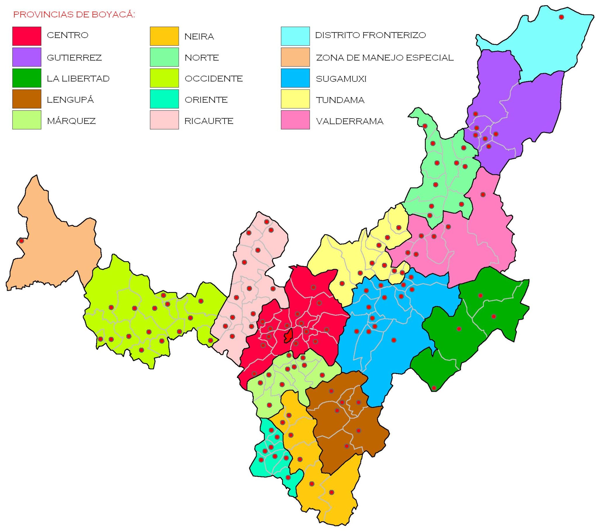 Mapa político del departamento de Boyacá - Galería de mapas