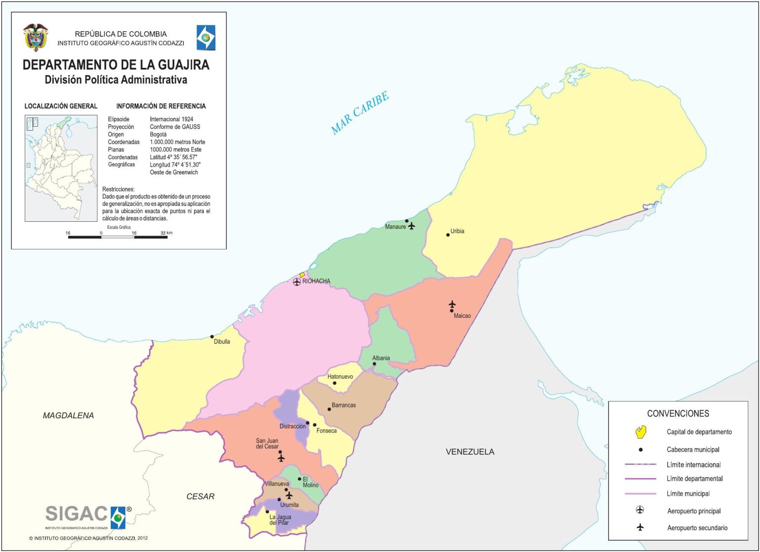 Mapa político del departamento de La Guajira - Galería de mapas
