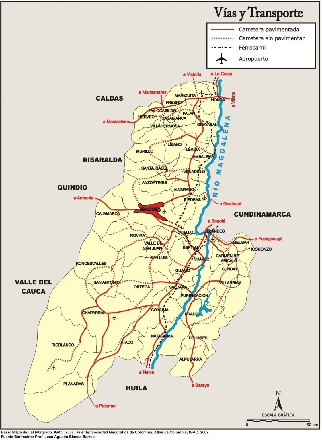 Mapa de carreteras del departamento del Tolima - Galería de mapas