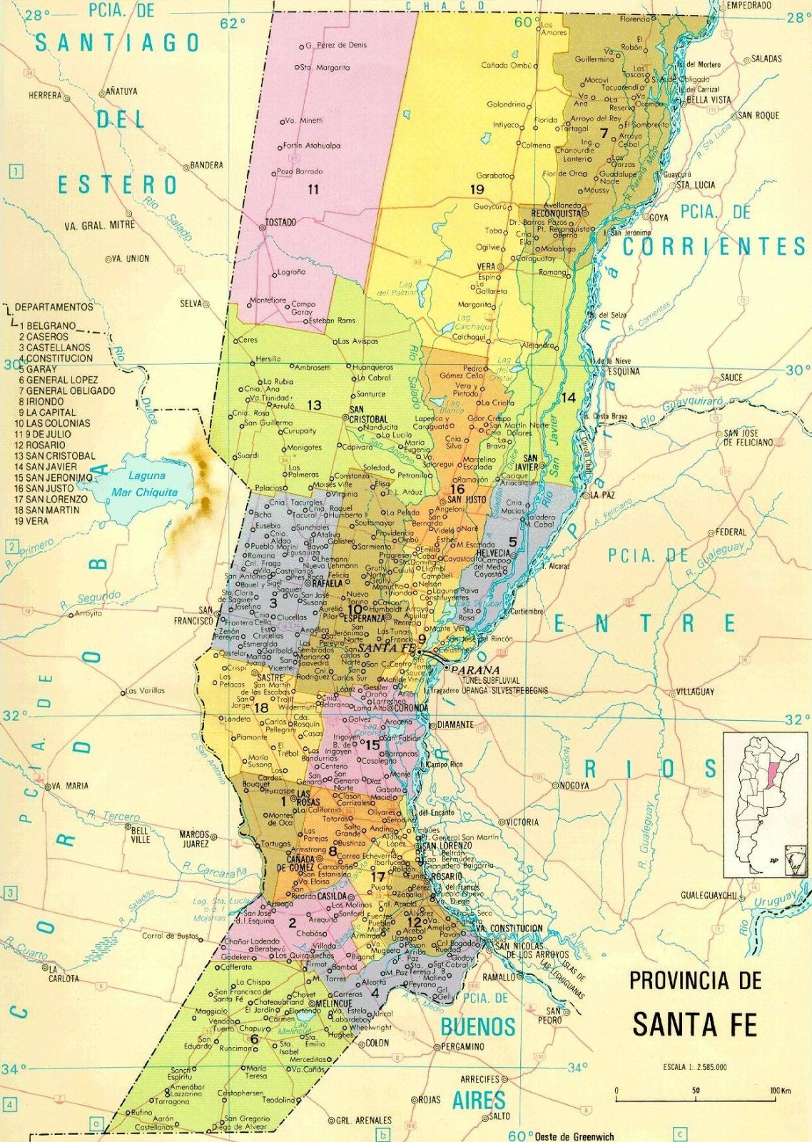 Mapa político de la provincia de Santa Fe - Galería de mapas