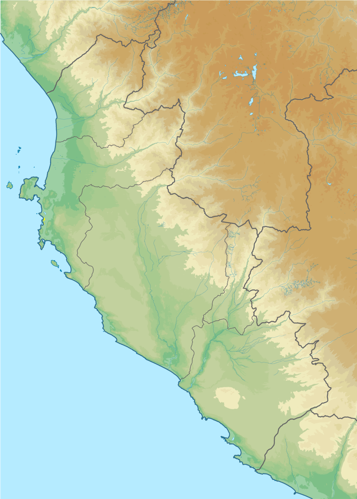 Mapa en blanco del departamento de Ica - Galería de mapas